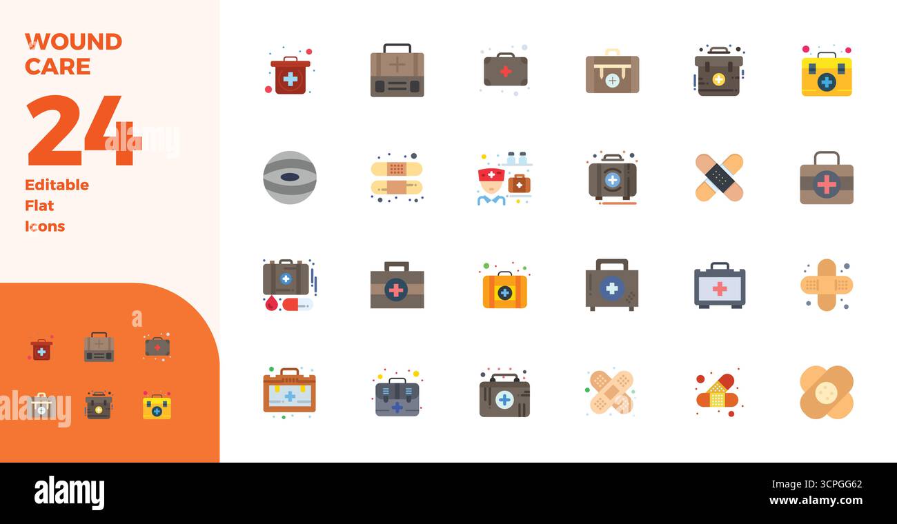 Flat icons wound management hi-res stock photography and images - Alamy