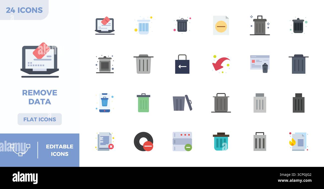 Unlock 24 Flat Color PIXEL perfect vector icons inspired by Remove Data ...