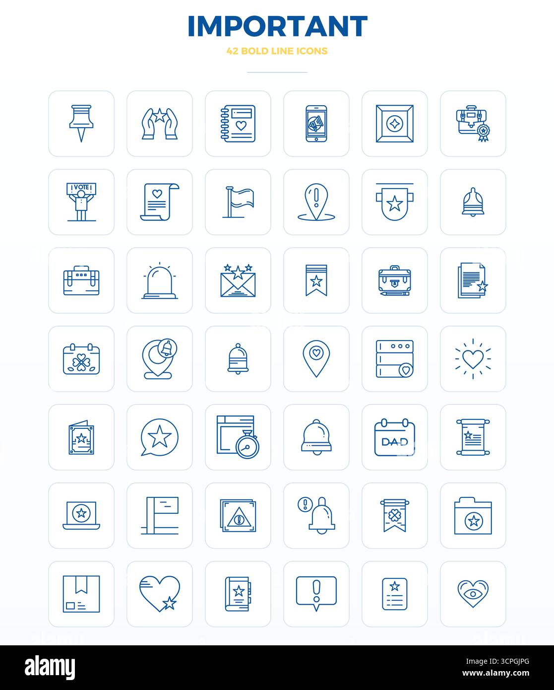 A clean collection of 42 Strong Outline vector icons representing ...