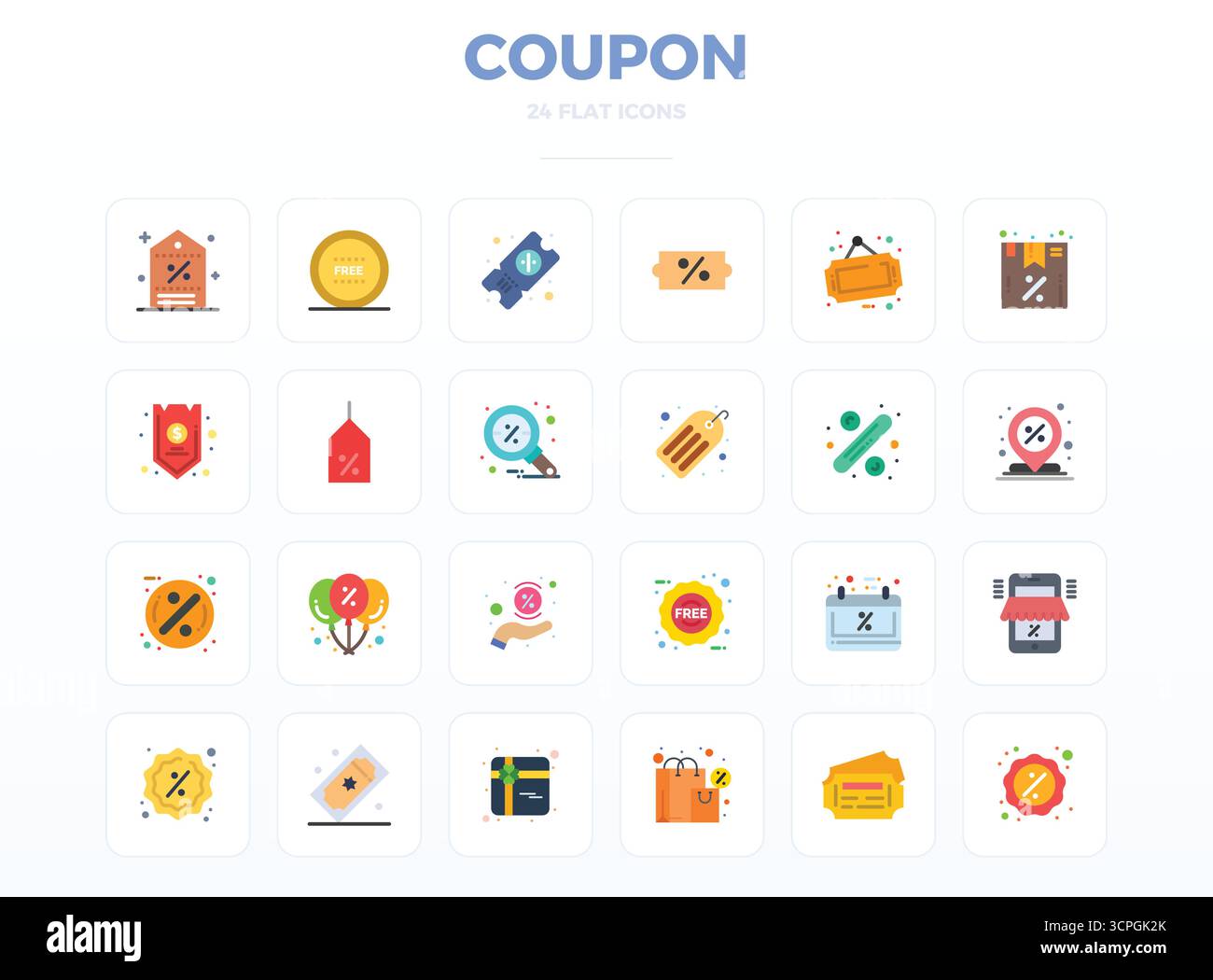 This Coupon vector icon pack includes 24 Minimal Flat designs in ...