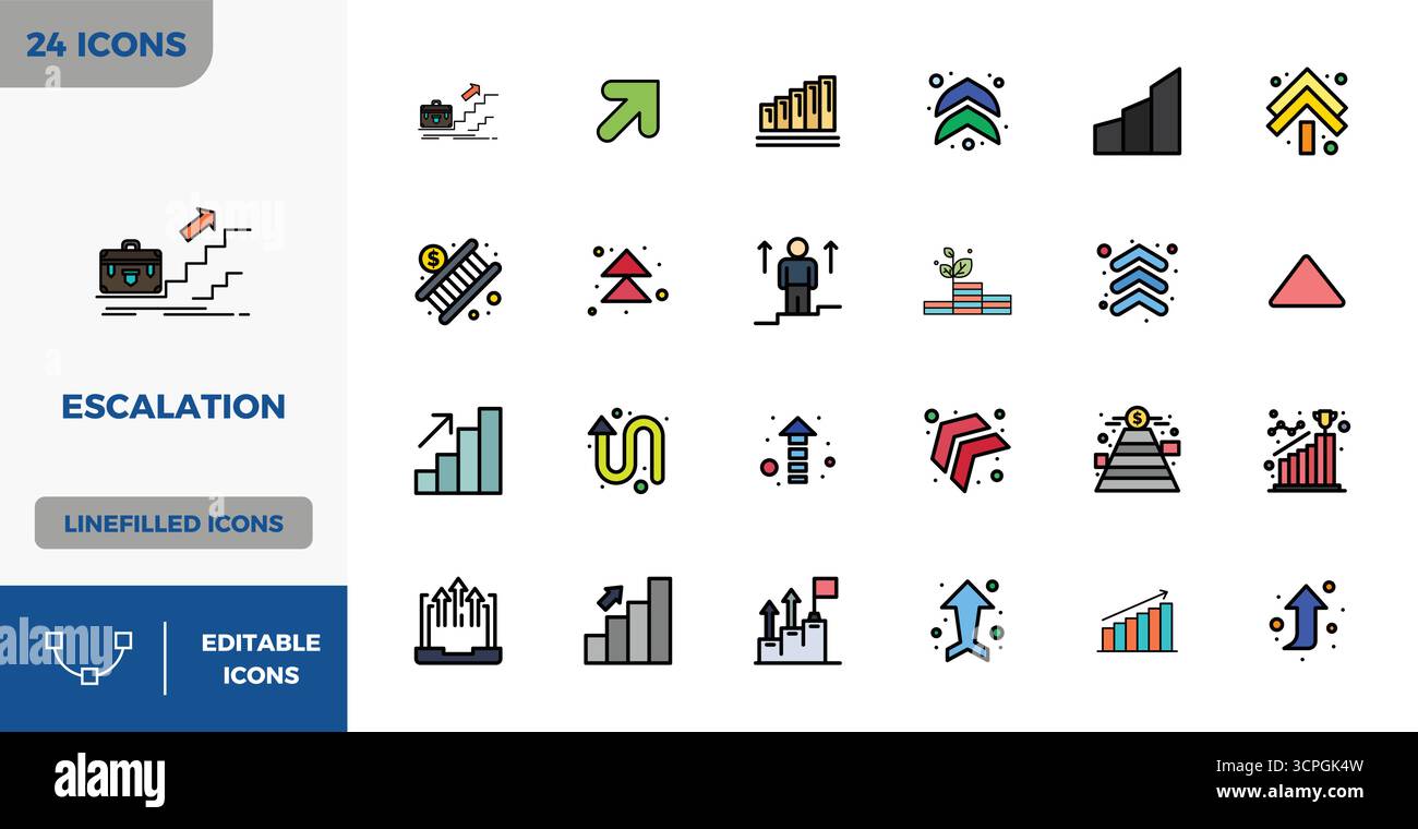 Carefully curated 24 Flat Lineal Color vector icons for Escalation ...