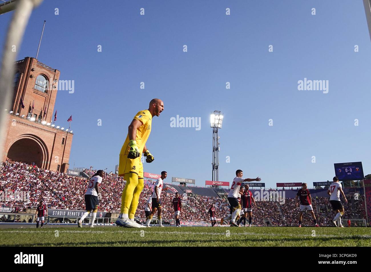 Genoa's goalkeeper Nicola Leali shouts instructions to his teammates ...