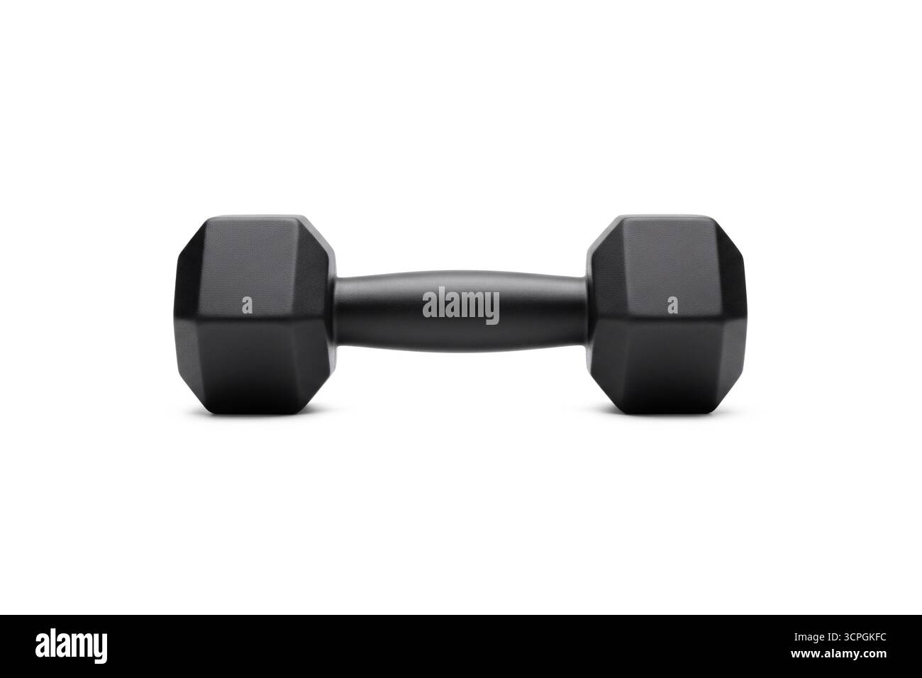 3d rendering of a hexagonal-shaped black dumbbell, isolated on white ...