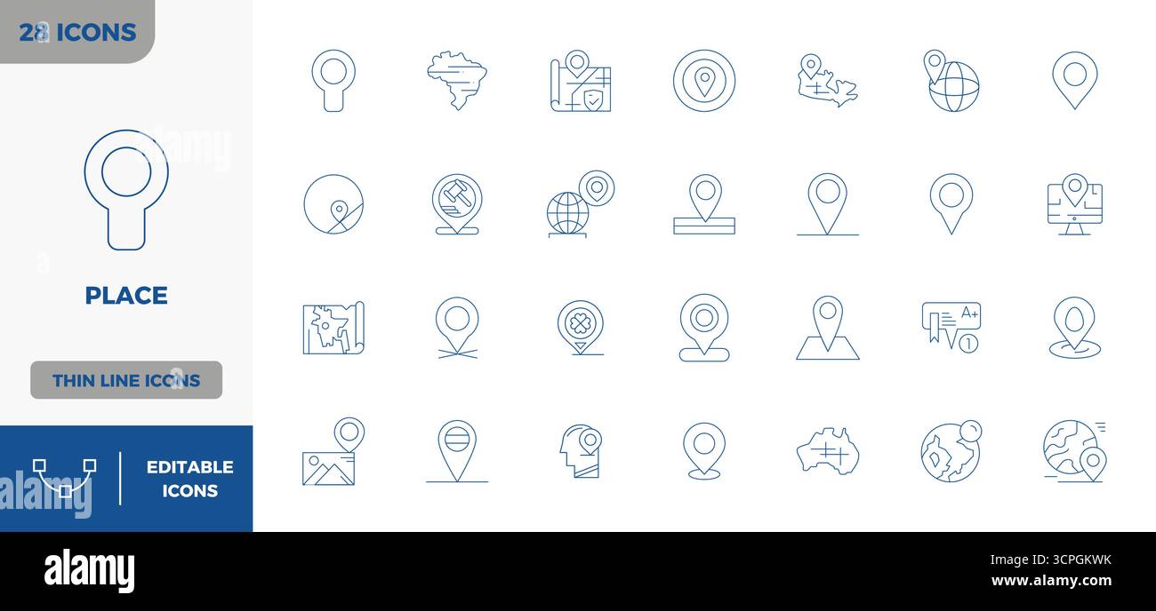 High-performance collection of 28 Minimal Line vector icons for Place ...
