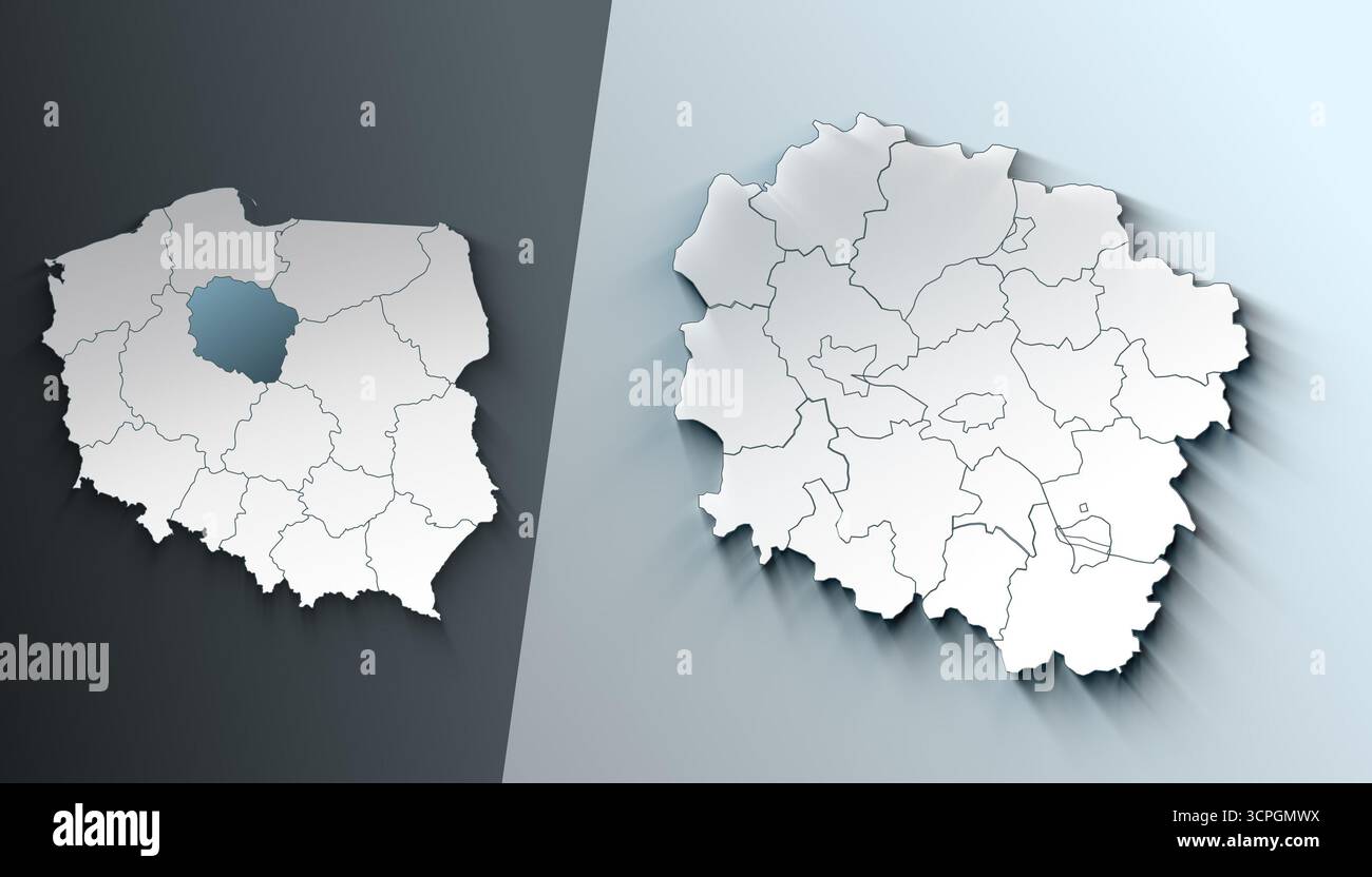 Modern Map of Kuyavian Pomeranian Poland Province with Borders Stock ...