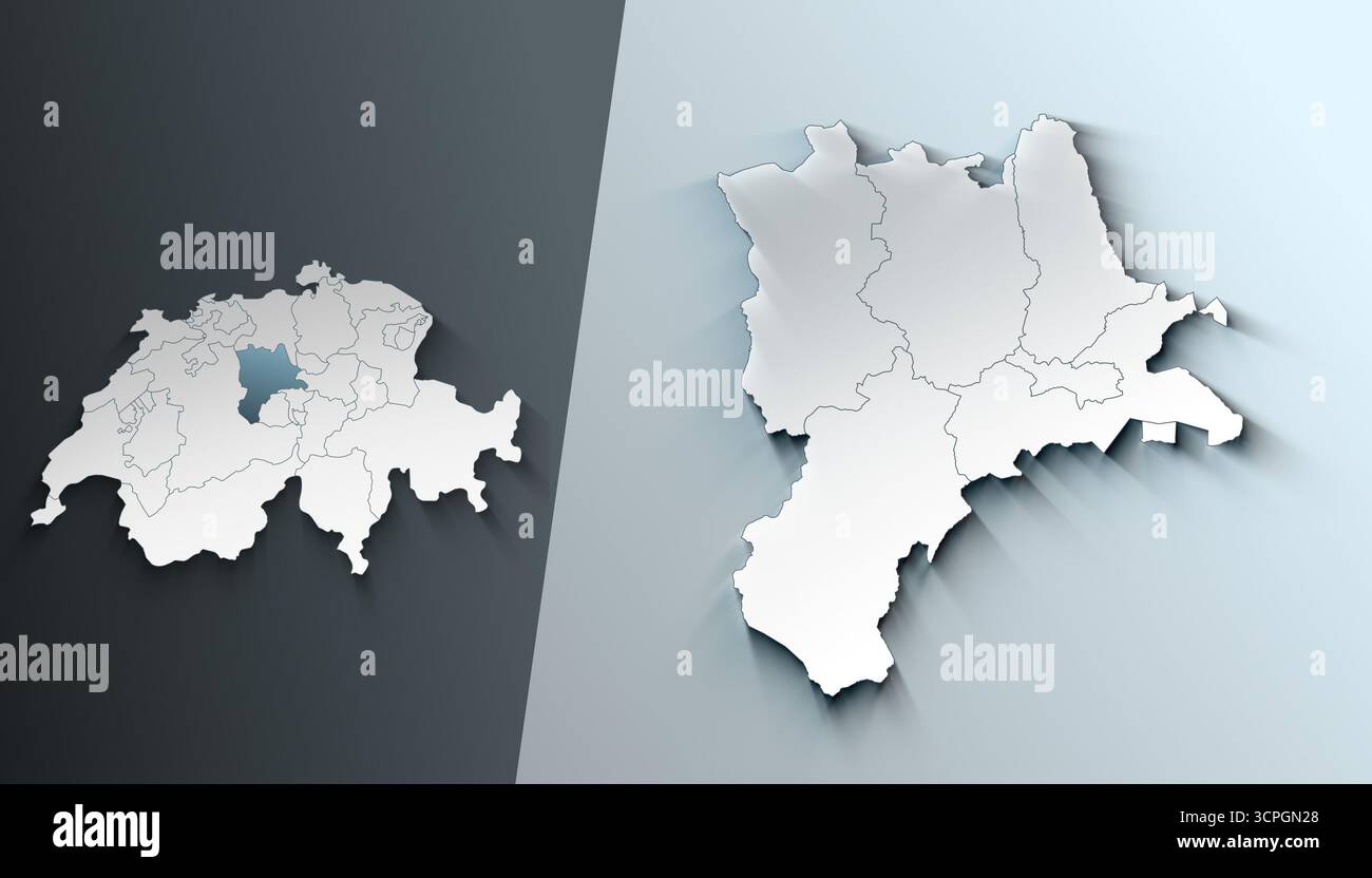 Modern Map of Lucerne Switzerland Region with Borders Stock Photo - Alamy