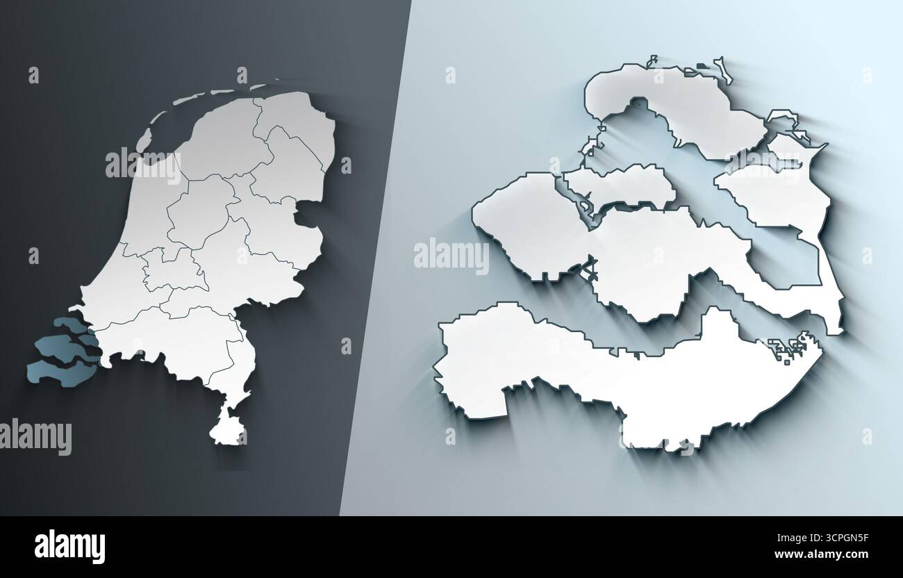 Zeeland outline map hi-res stock photography and images - Alamy
