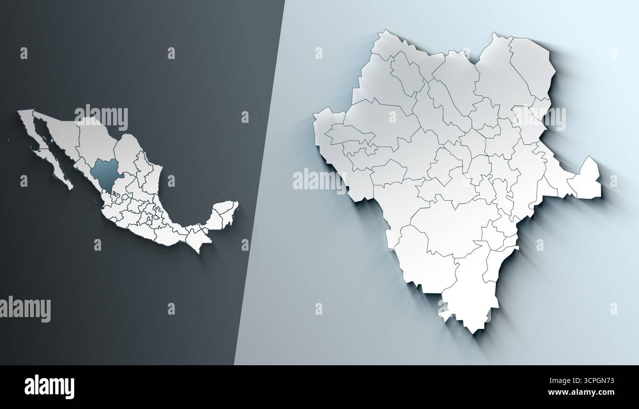 Modern Map of Durango Mexico State with Borders Stock Photo - Alamy
