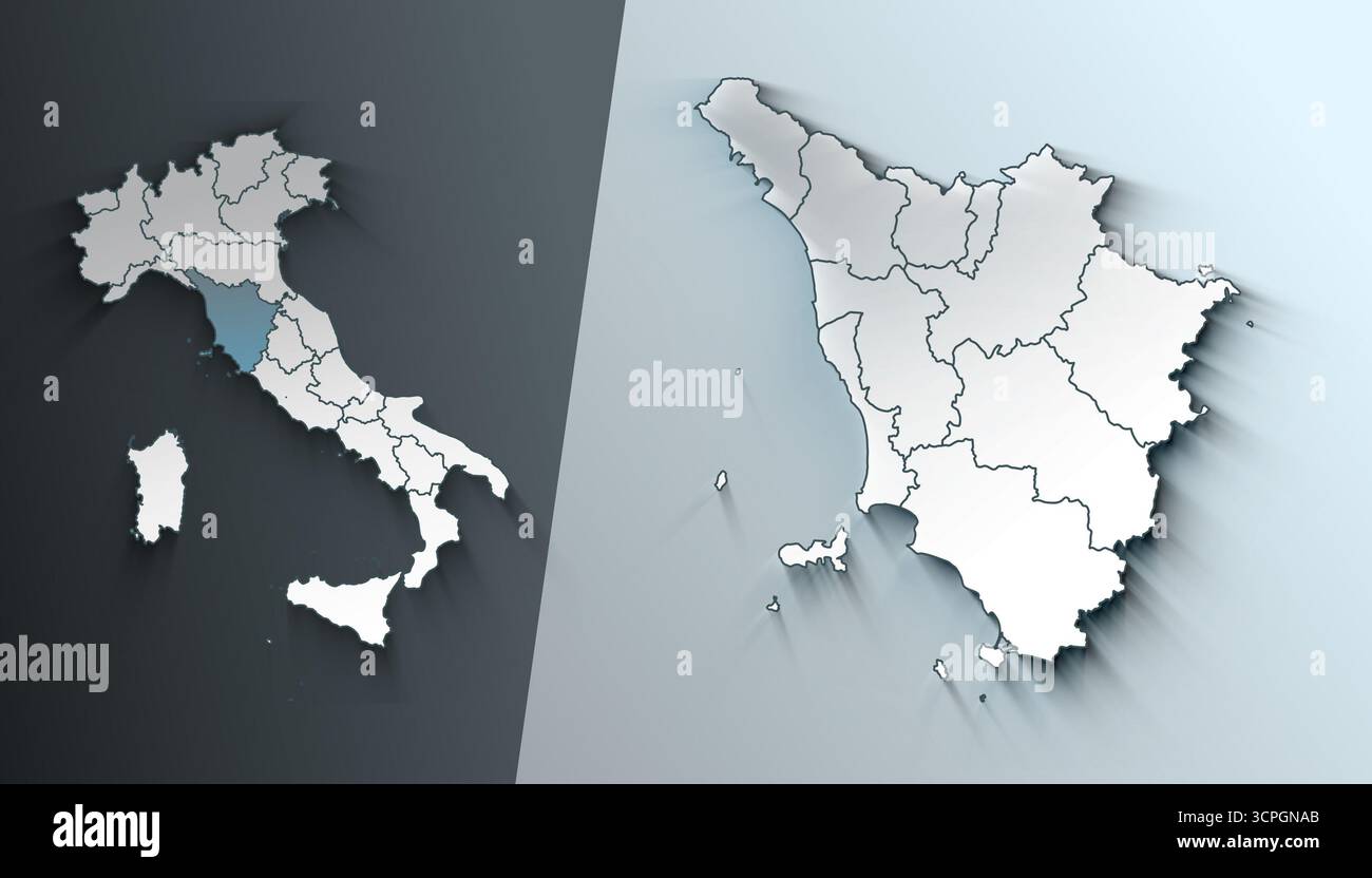 Modern Map of Tuscany Italy Region with Borders Stock Photo - Alamy