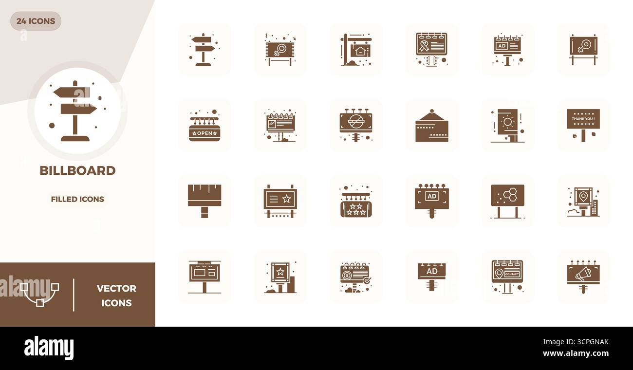 This Billboard vector icon pack includes 24 Filled designs in 128x128 ...
