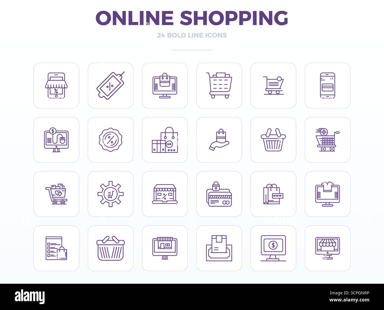 High-performance collection of 24 Strong Outline vector icons for ...