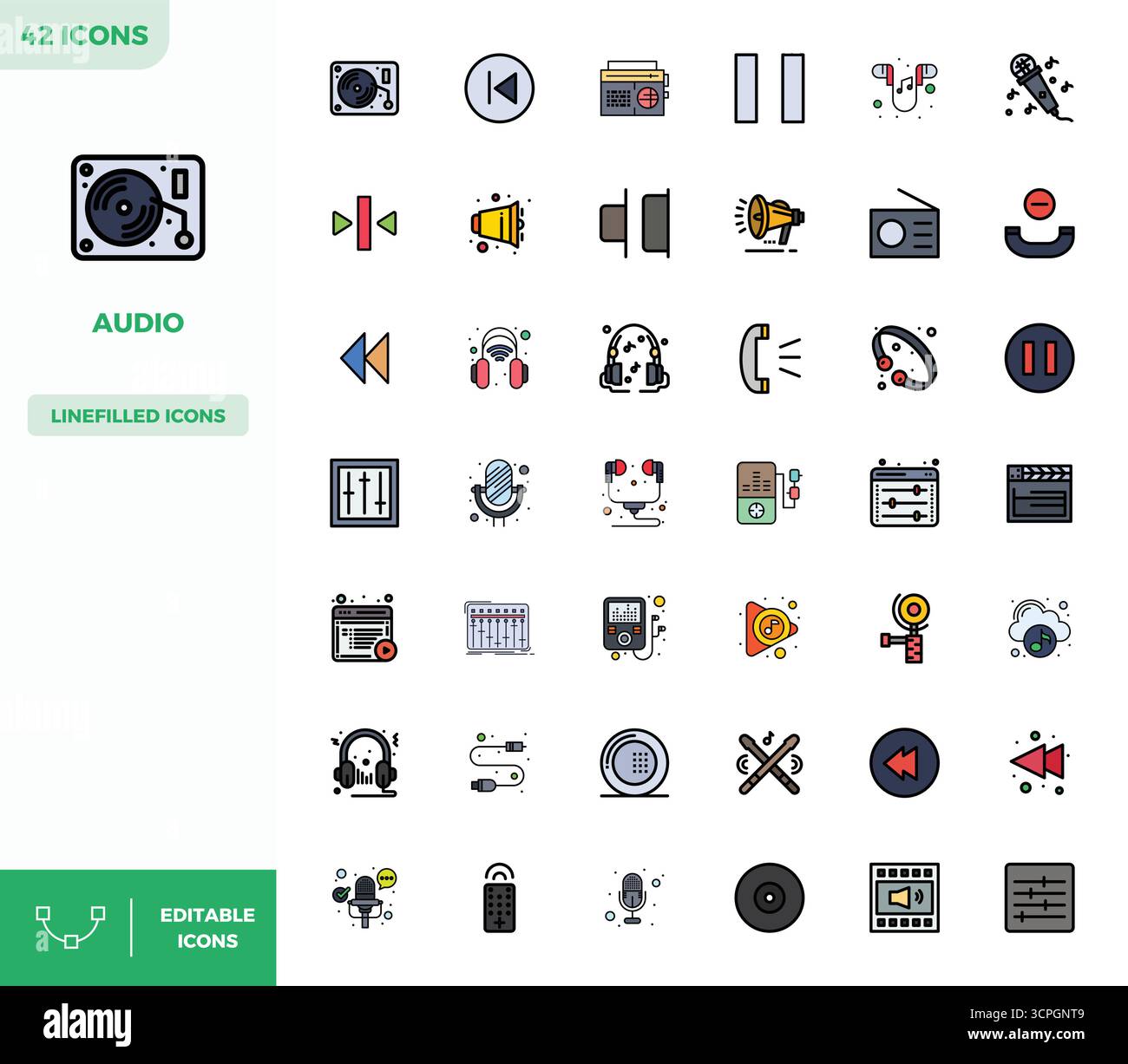 Comprehensive toolkit of 42 vector icons themed around Audio, developed ...