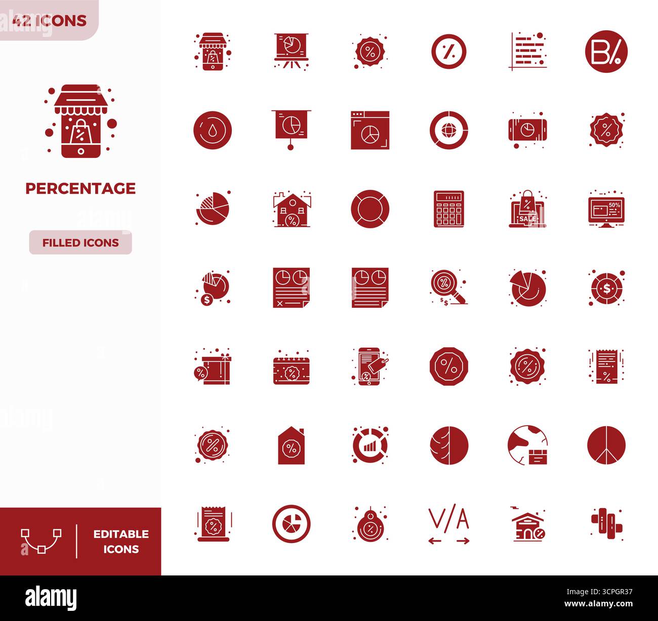 Ultimate collection of 42 vector icons representing Percentage in ...
