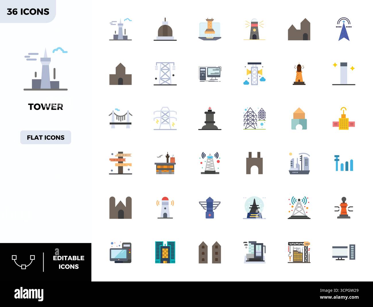 Scenic view telecommunication tower Stock Vector Images - Alamy