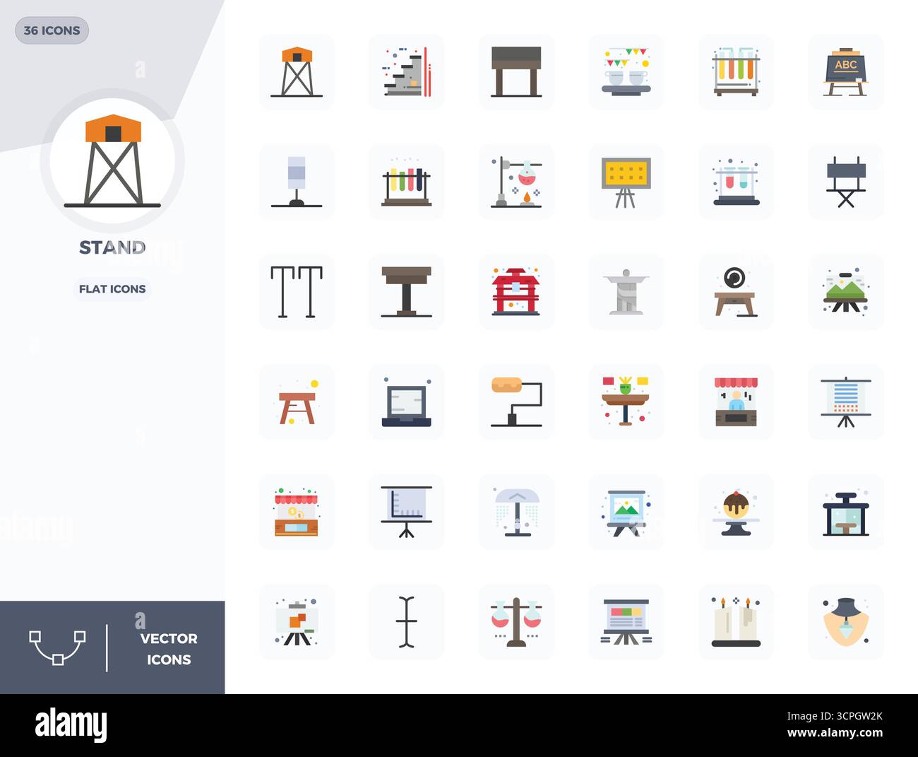 Ultimate collection of 36 vector icons representing Stand in Flat ...