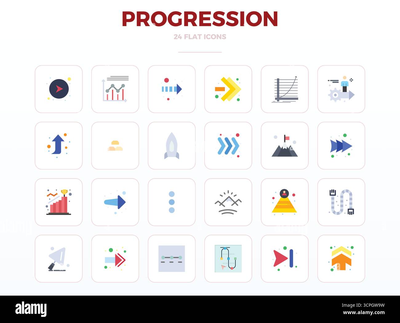 This Progression vector icon pack includes 24 Minimal Flat designs in ...