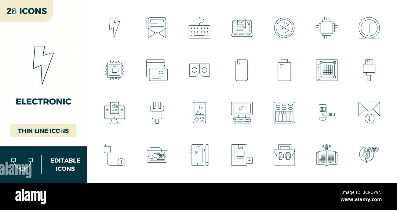 Professional-grade collection of 28 Minimal Line vector icons ...