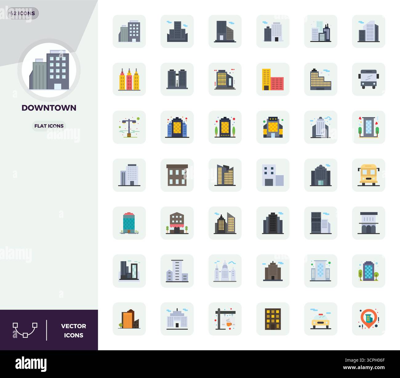 Artfully designed 42 Flat PIXEL perfect vector icons for Downtown ...