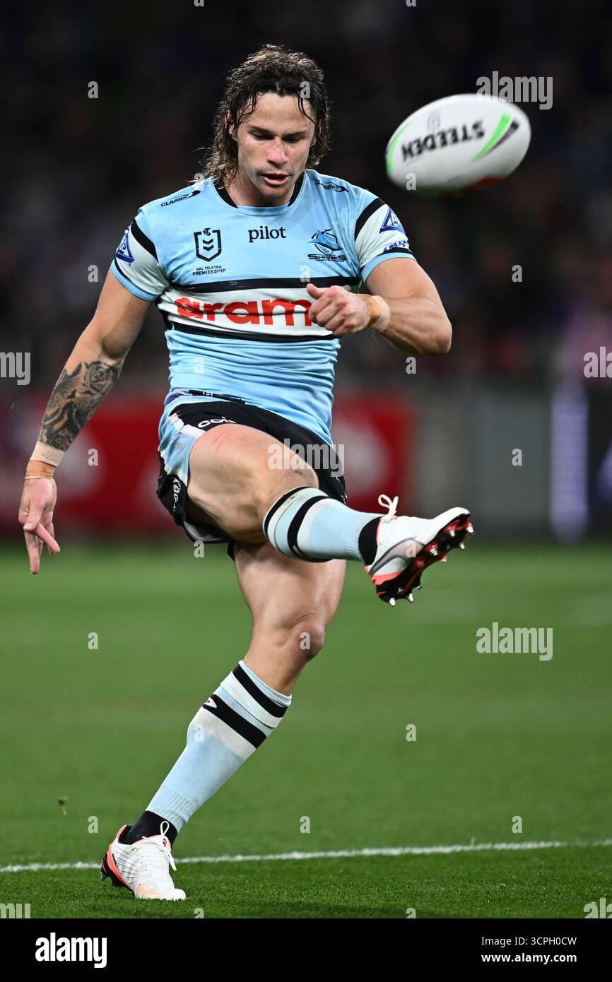 Nicho Hynes of the Sharks during the NRL Preliminary Final match ...