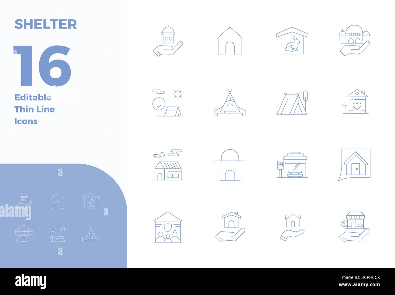 Future-ready pack of 16 vector icons themed around Shelter, showcasing ...