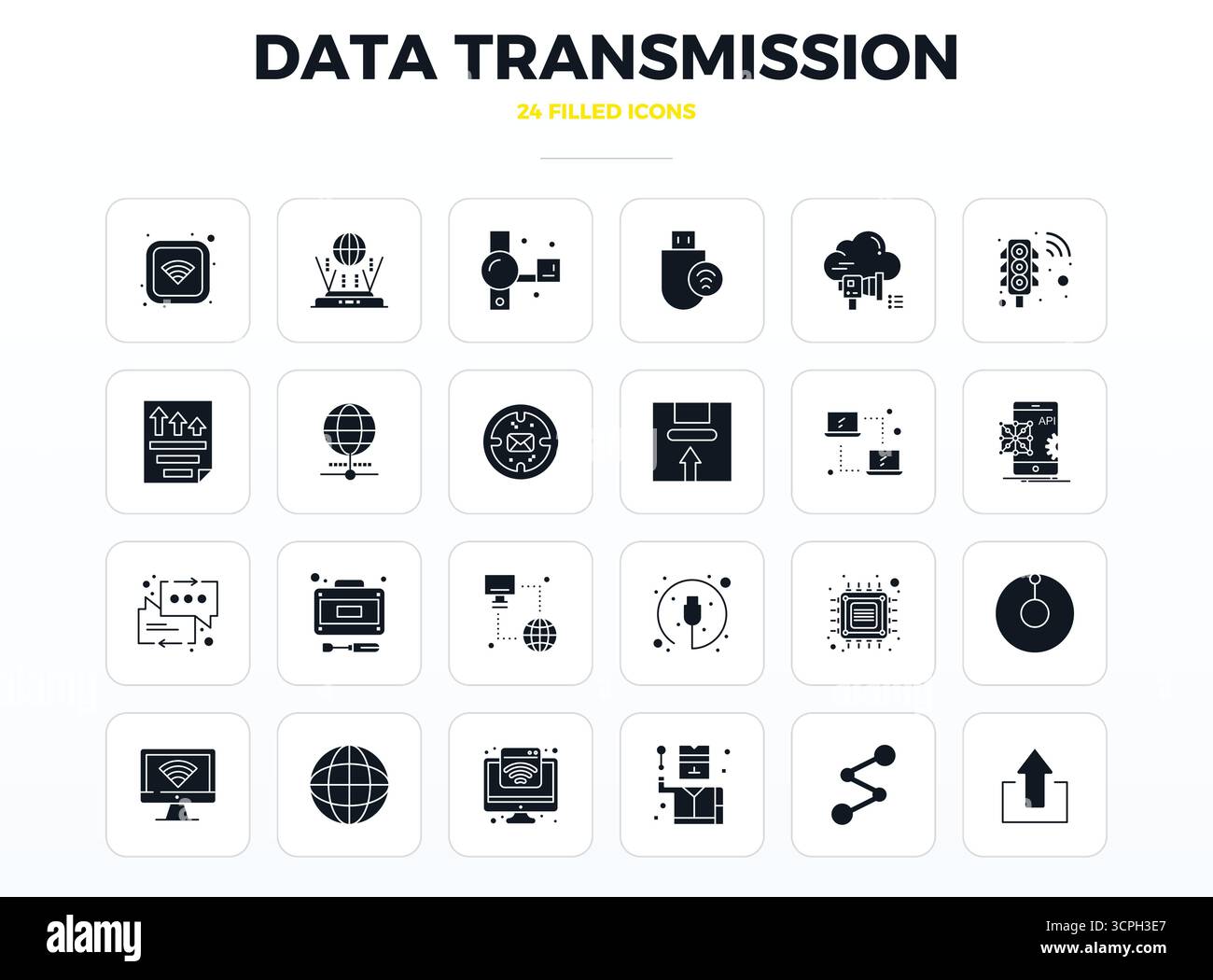 Future-ready pack of 24 vector icons themed around Data Transmission ...