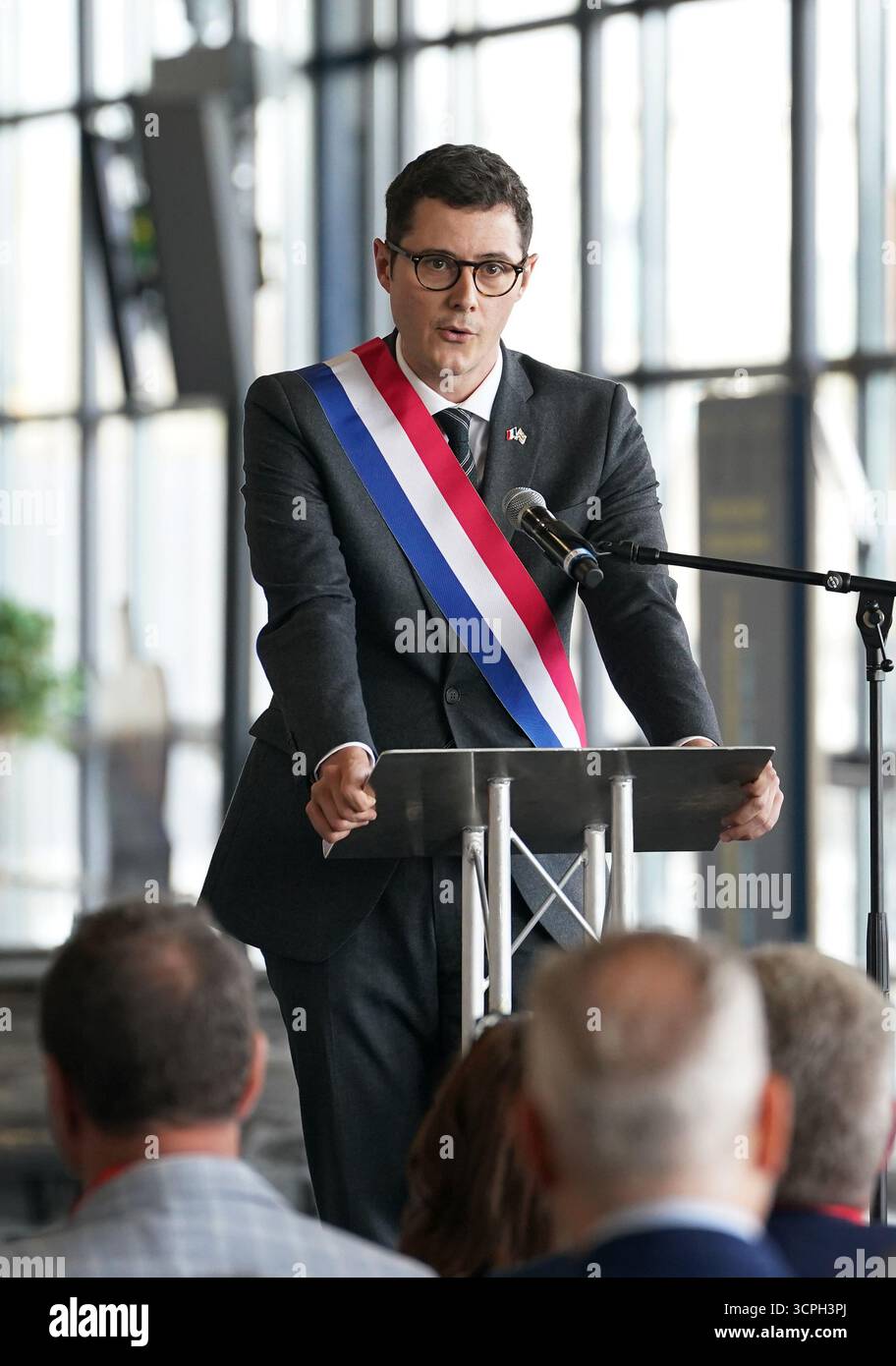 Vincent Caure, Deputy of French National Assembly, speaking at Ashford ...