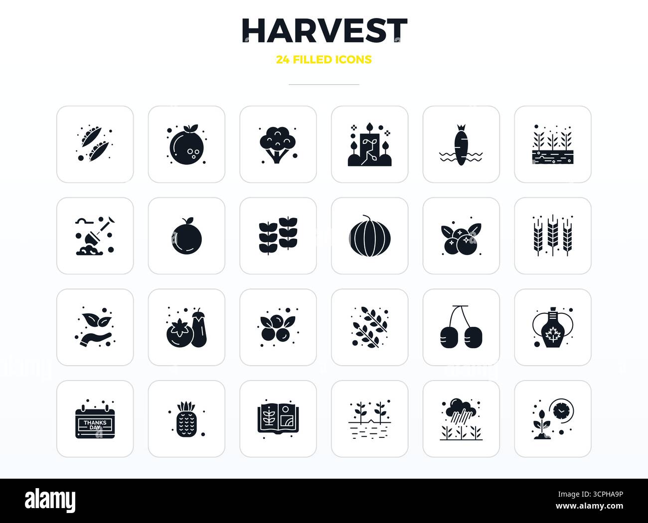 This Harvest vector icon pack includes 24 SolidFill designs in 128x128 ...