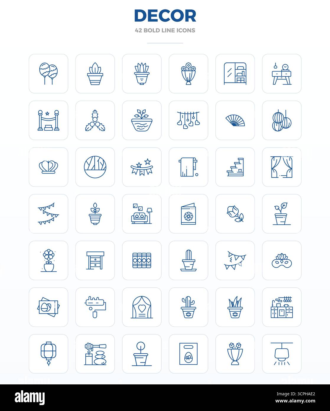 Discover a set of 42 Strong Outline vector icons crafted for the Decor ...