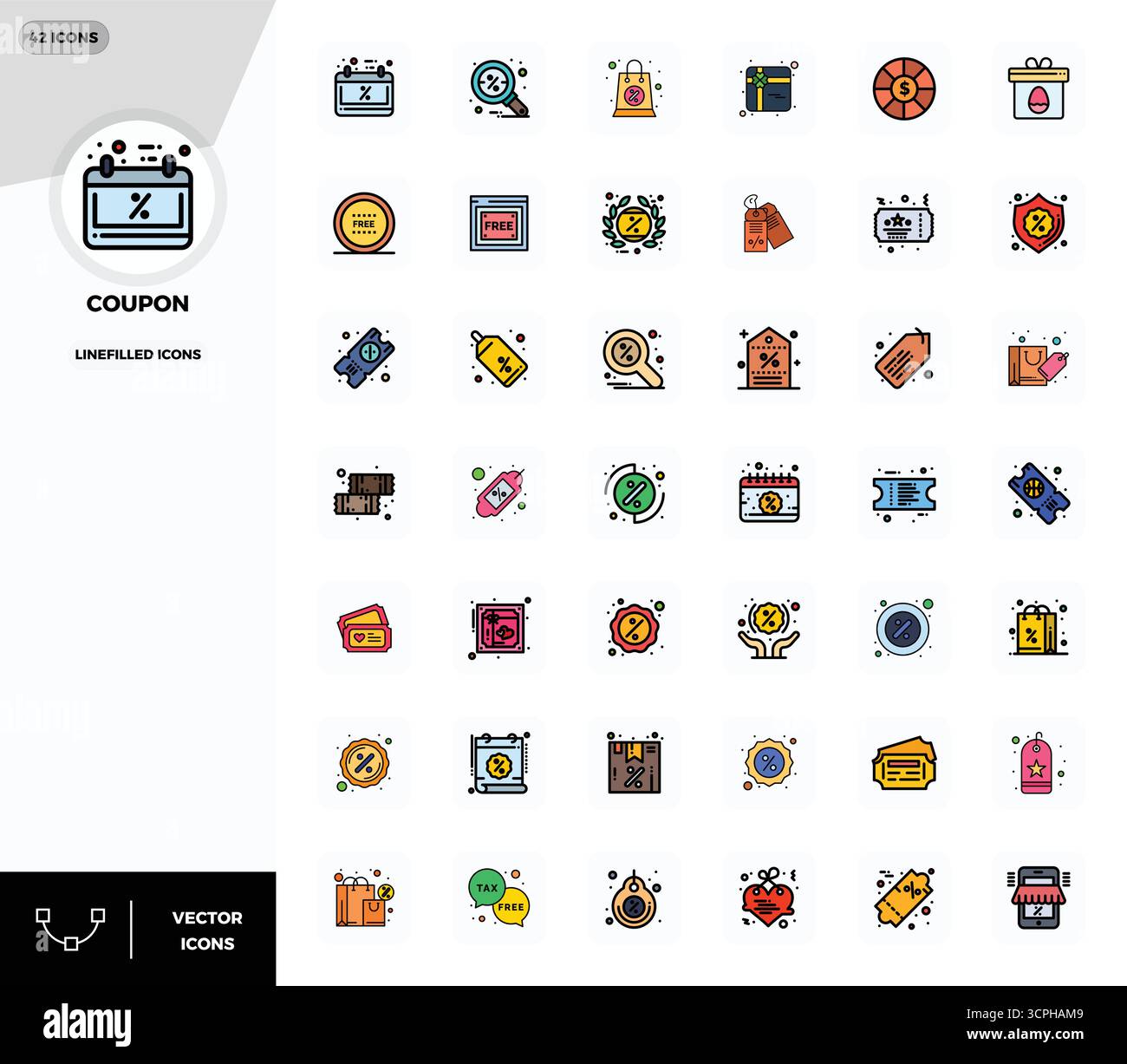 Essential pack of 42 PIXEL perfect vector icons for Coupon in ...
