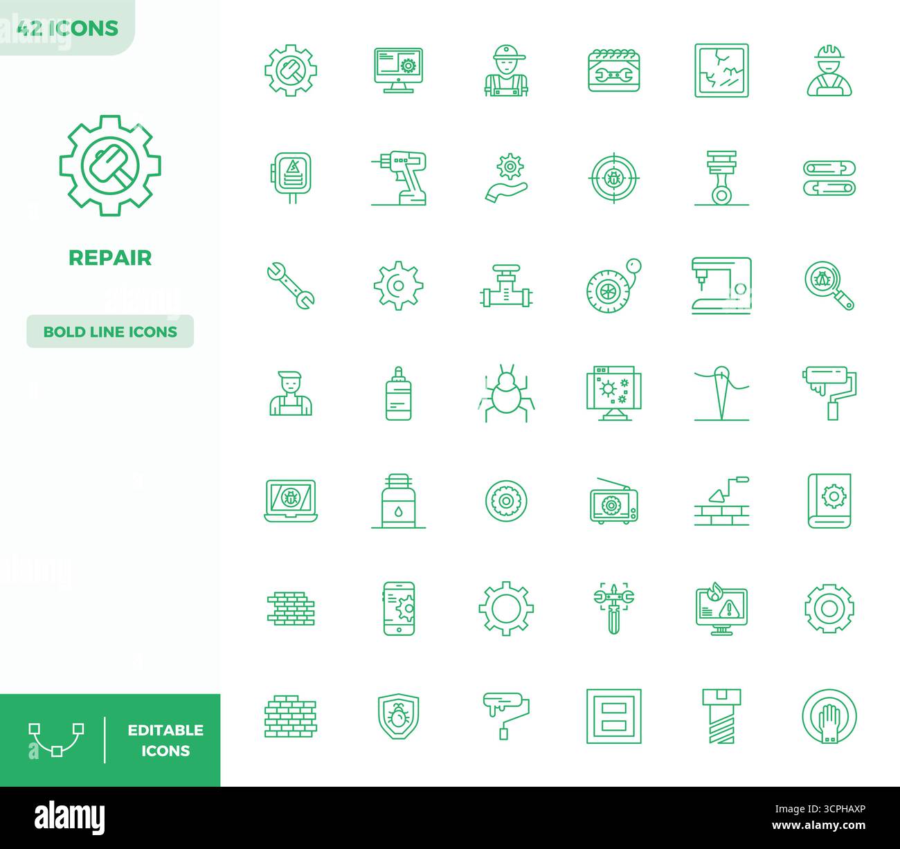 Artfully designed 42 Heavy Line PIXEL perfect vector icons for Repair ...