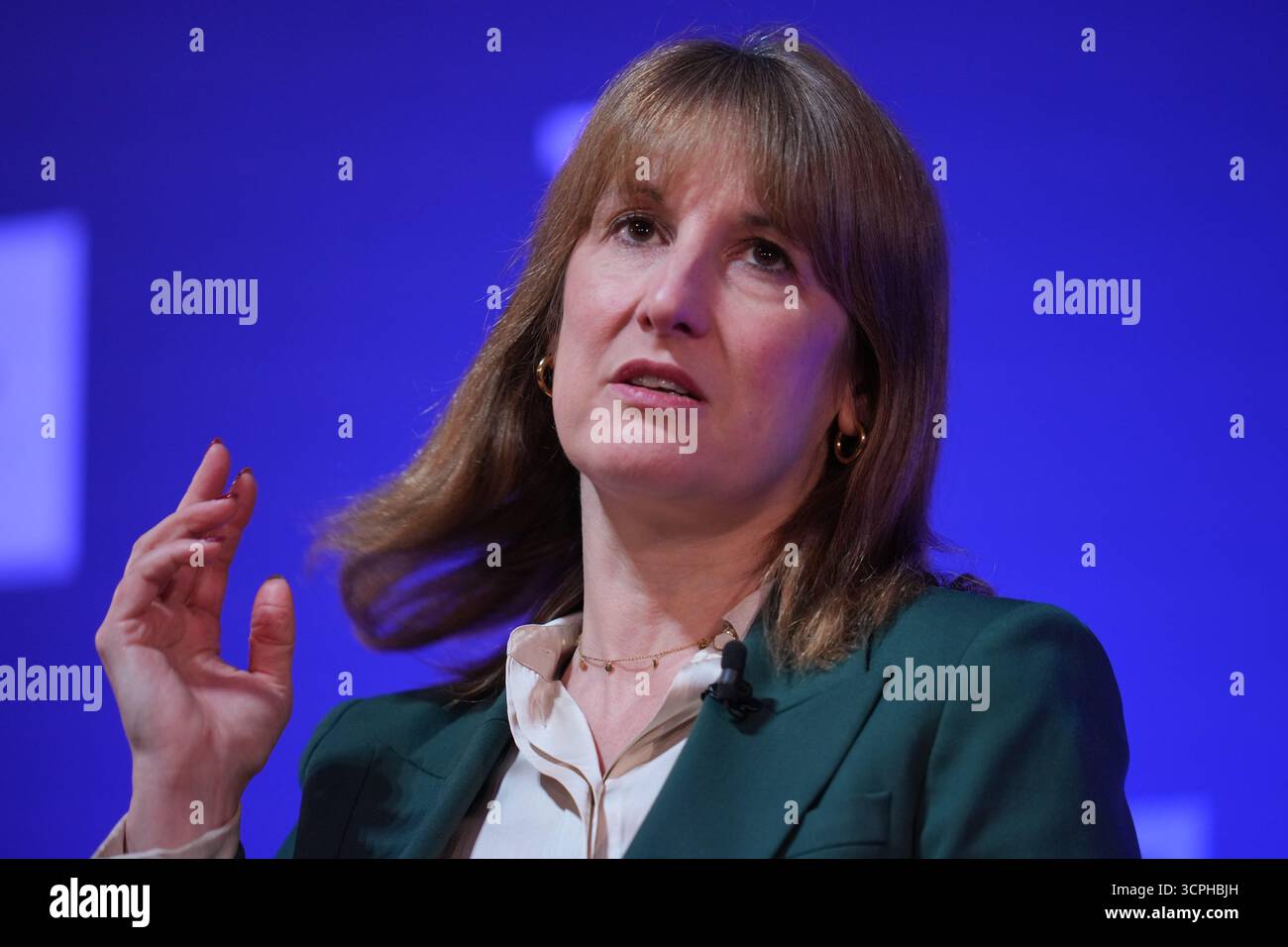 Britain's Chancellor of the exchequer Rachel Reeves speaks at the ...