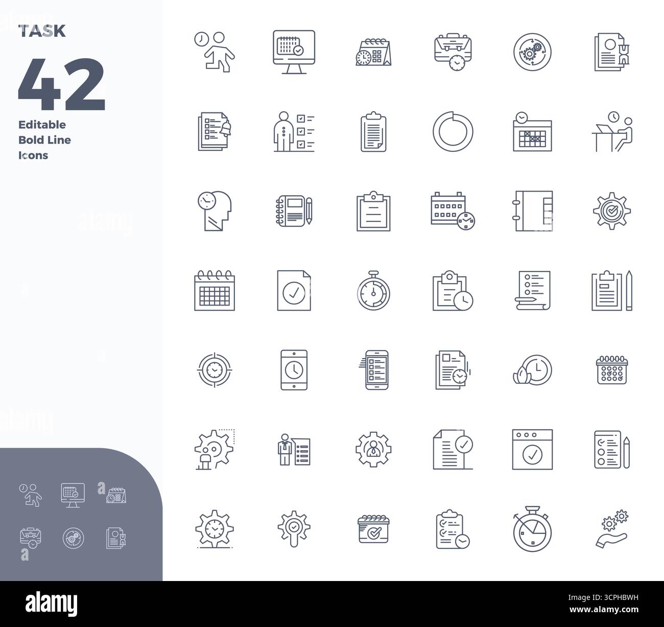 Comprehensive toolkit of 42 vector icons themed around Task, developed ...