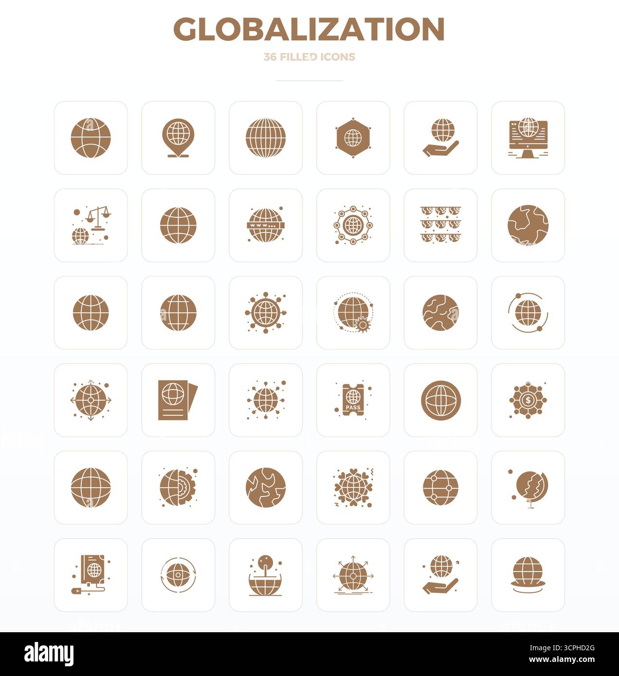 Future-ready pack of 36 vector icons themed around Globalization ...