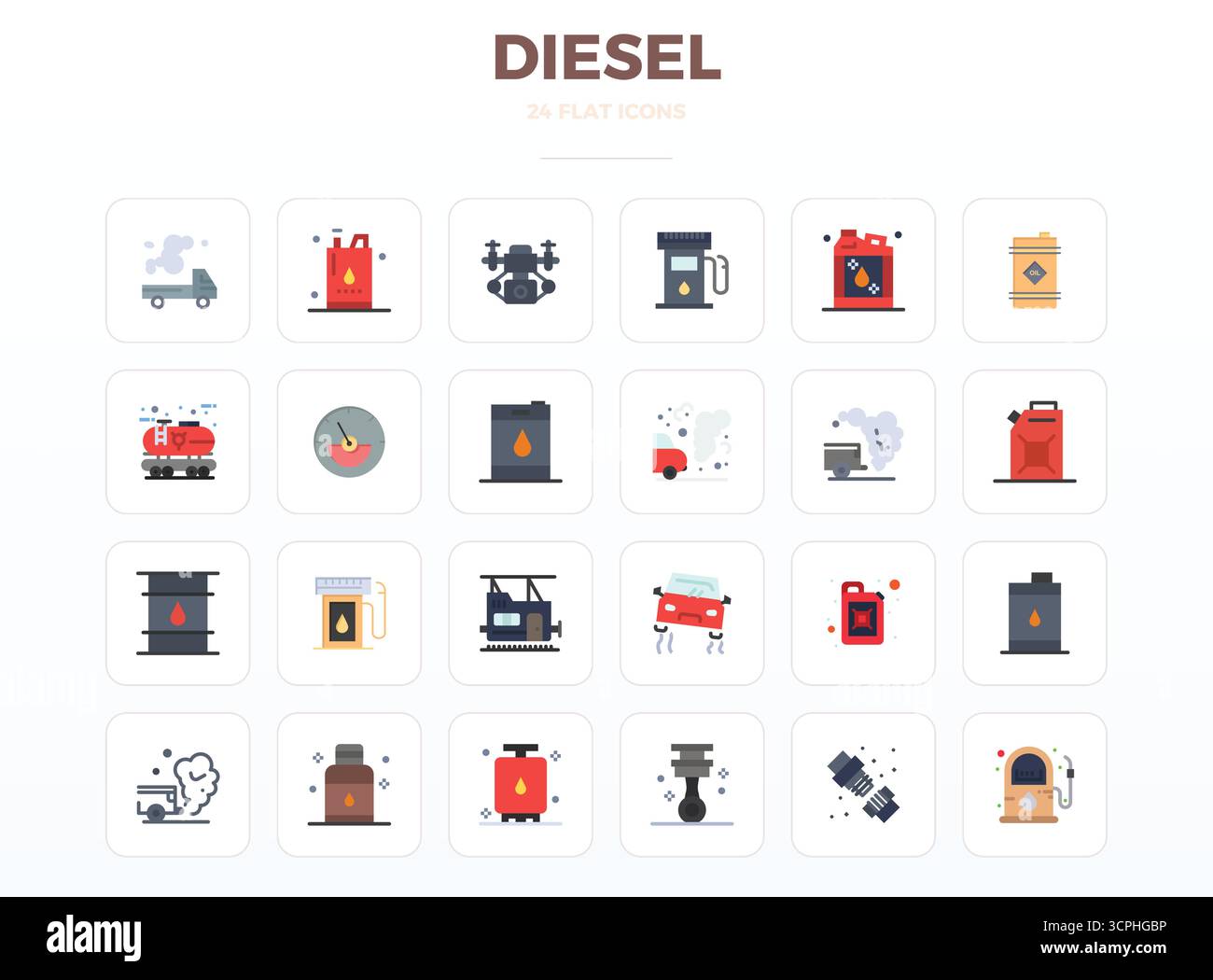 Carefully curated 24 Minimal Flat vector icons for Diesel, featuring ...