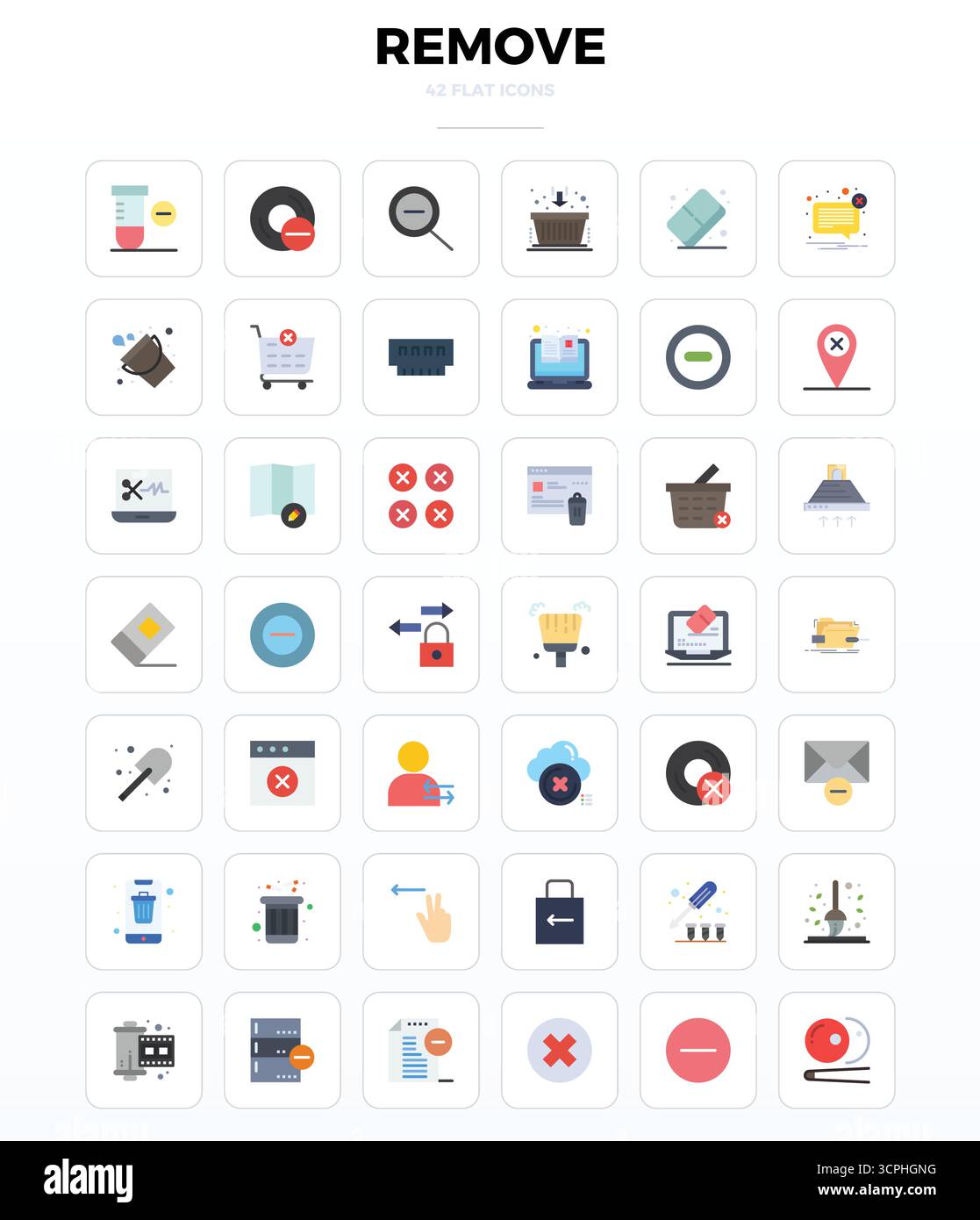 Handcrafted collection featuring 42 Minimal Flat vector icons for ...