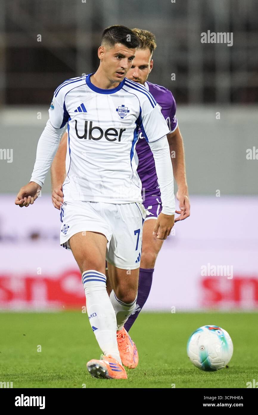 ComoÕs Alvaro Morata in action during the Serie A soccer match between Fiorentina and Como at ...