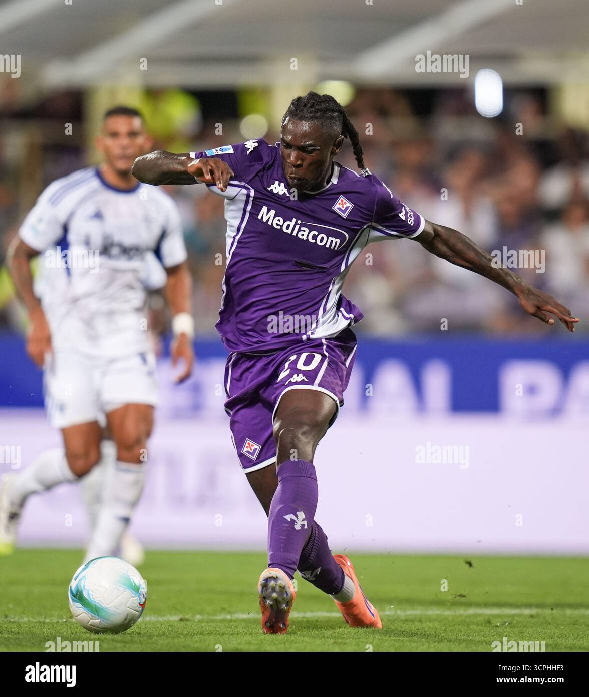 Fiorentina's Moise Kean in action during the Serie A soccer match ...