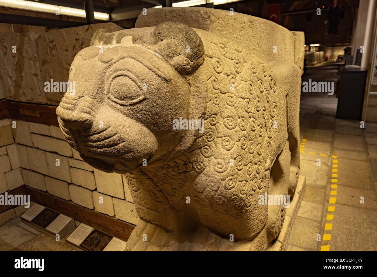 Ancient stone lion sculpture from the Hittite period displayed at the ...