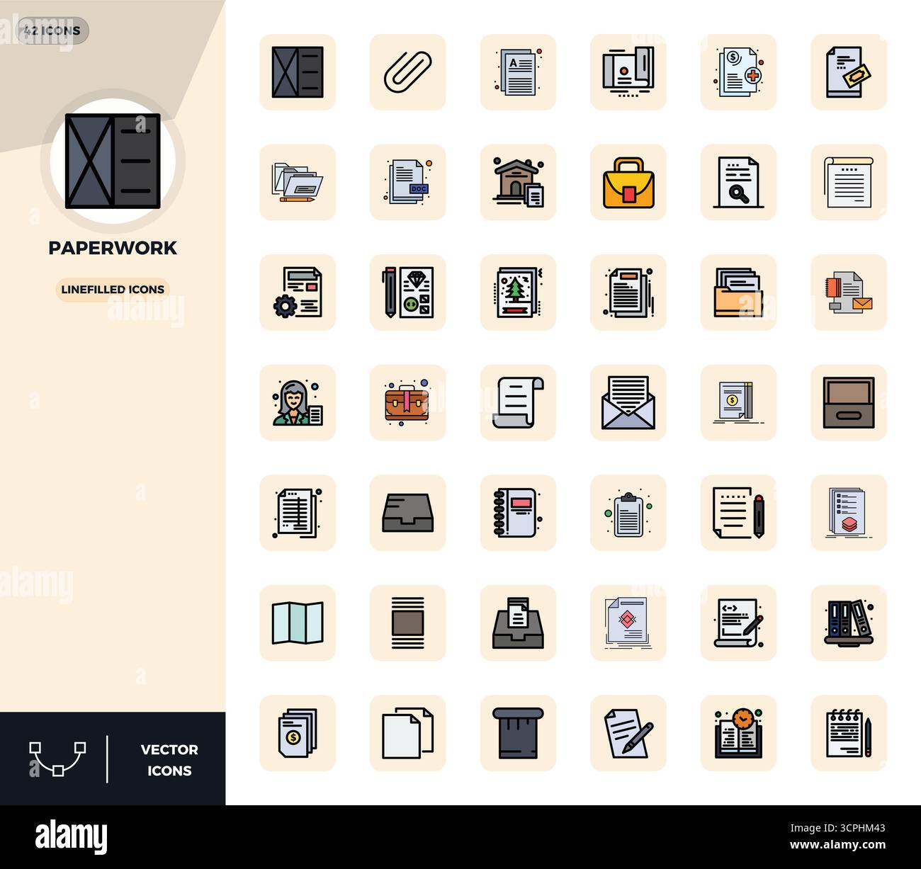 A versatile set of 42 LineFilled PIXEL perfect vector icons focused on ...