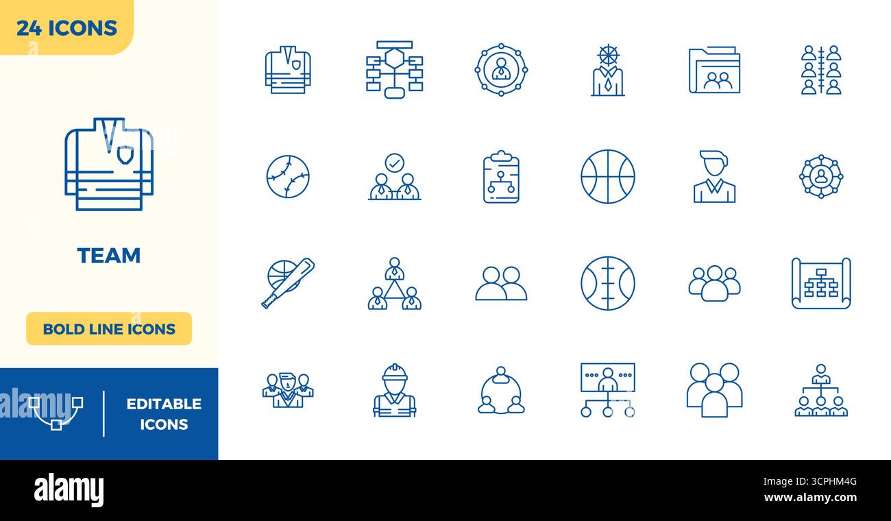Essential pack of 24 PIXEL perfect vector icons for Team in Heavy Line ...