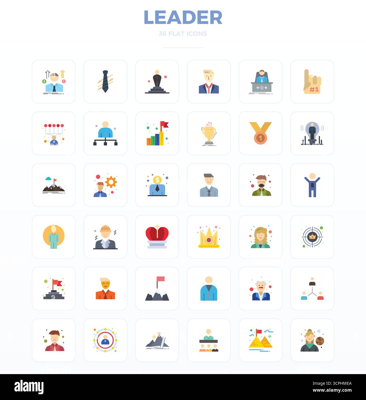 This Leader vector icon pack includes 36 Minimal Flat designs in ...