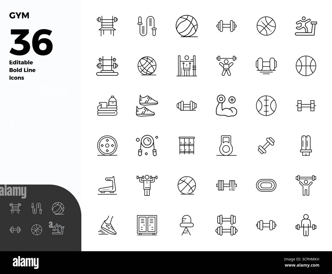 Professional-grade collection of 36 Bold Line vector icons representing ...