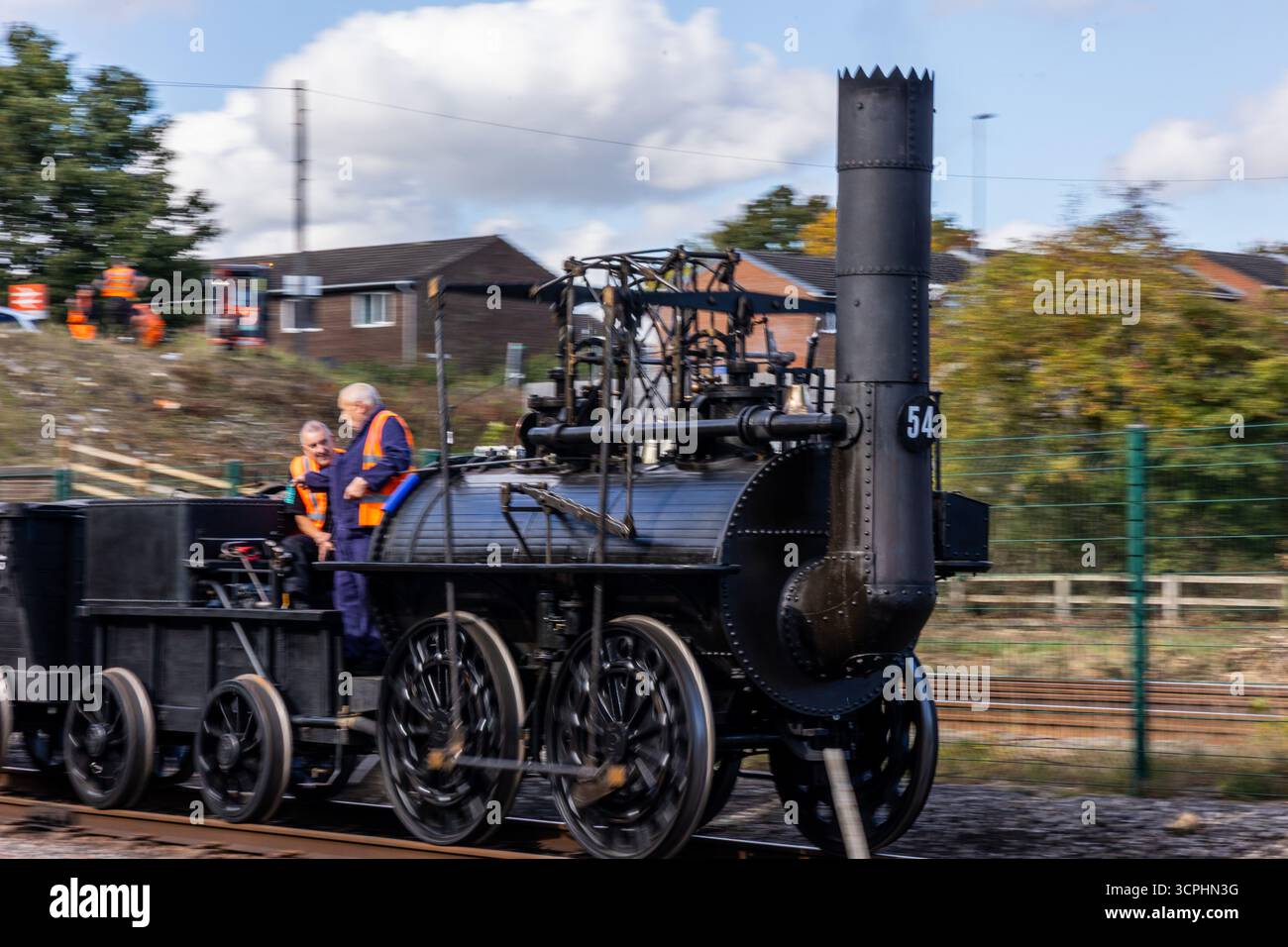 Shildon, UK, 25 September 2025. Replica of Locomotion no.1 runs along ...