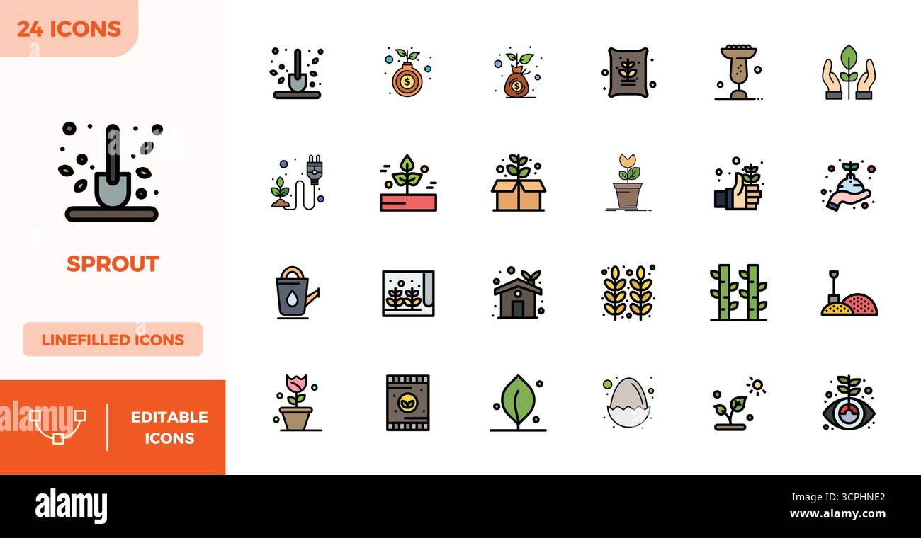 Ultimate collection of 24 vector icons representing Sprout in Flat ...