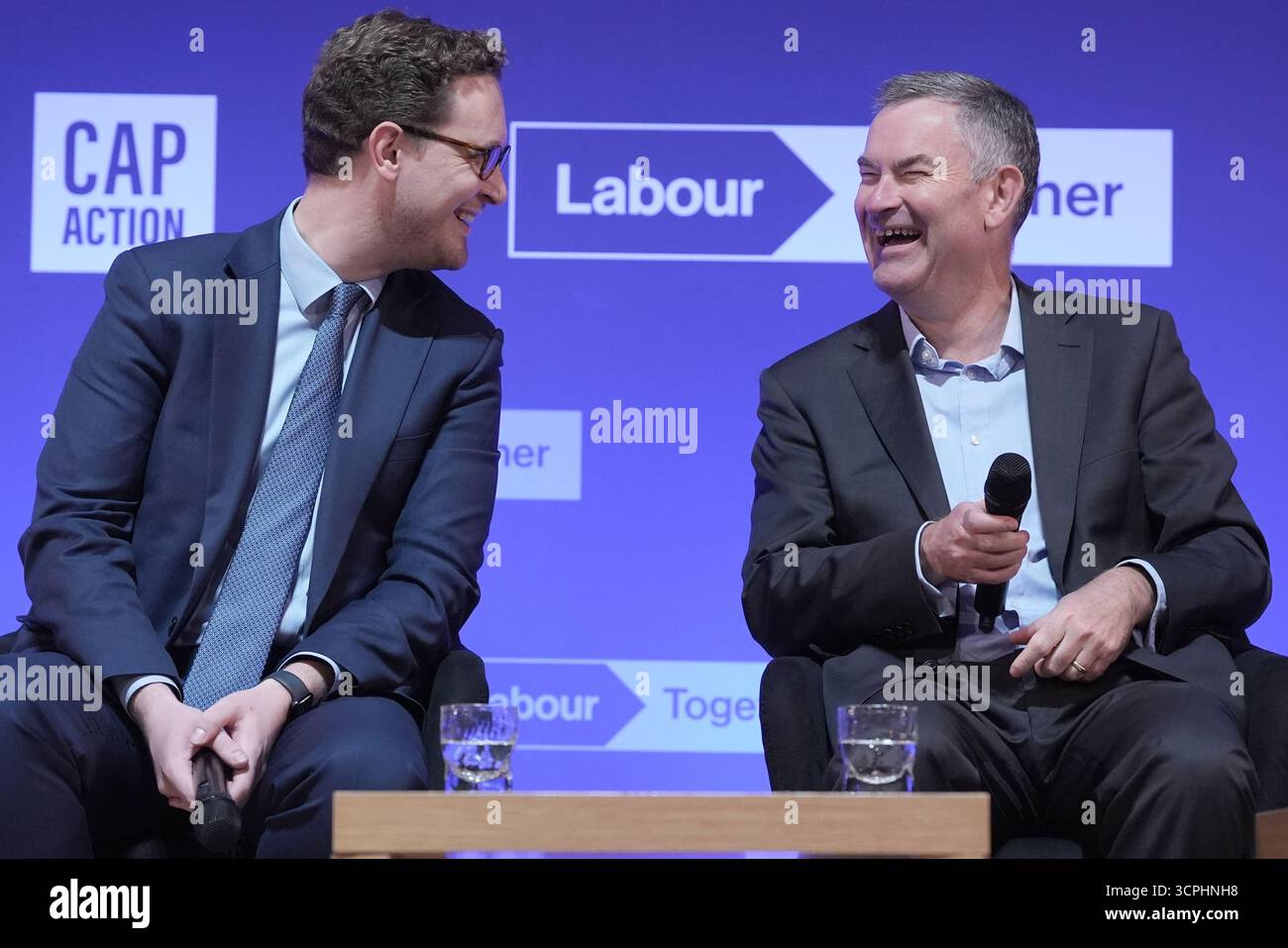 Minister for Intergovernmental Relations Darren Jones speaks (left) and ...