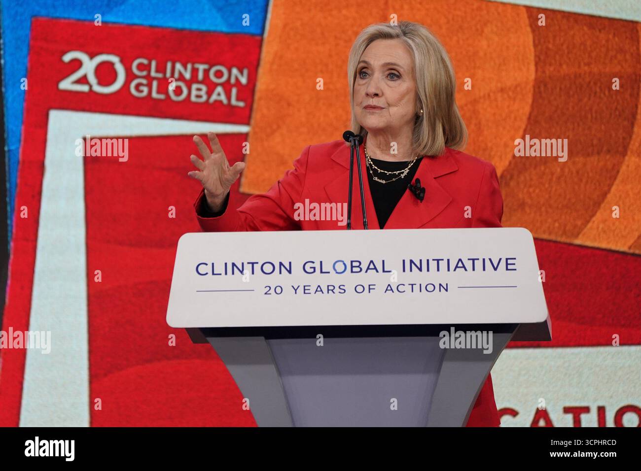 Hillary Clinton at a public appearance for Clinton Global Initiative ...