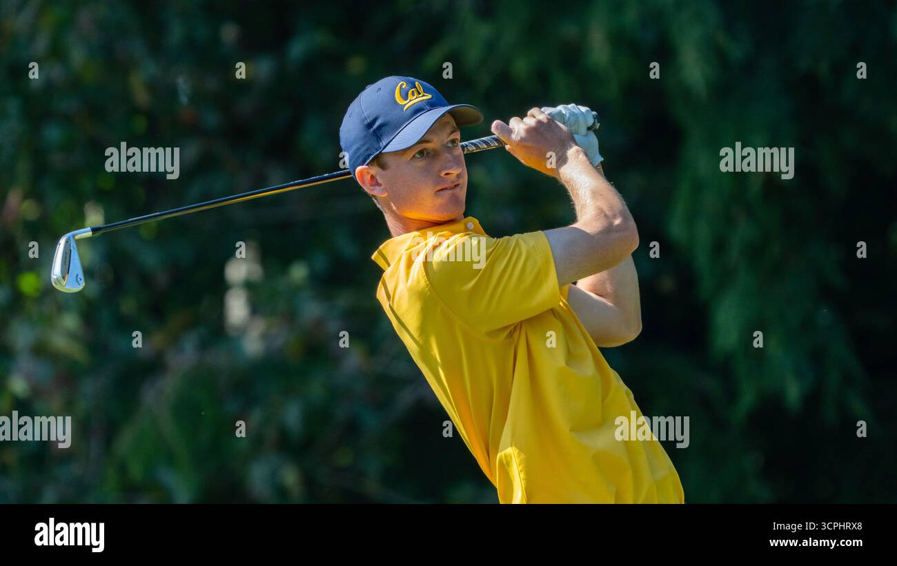 Cal's Charlie Bundy tees off during an NCAA golf tournament on Tuesday ...