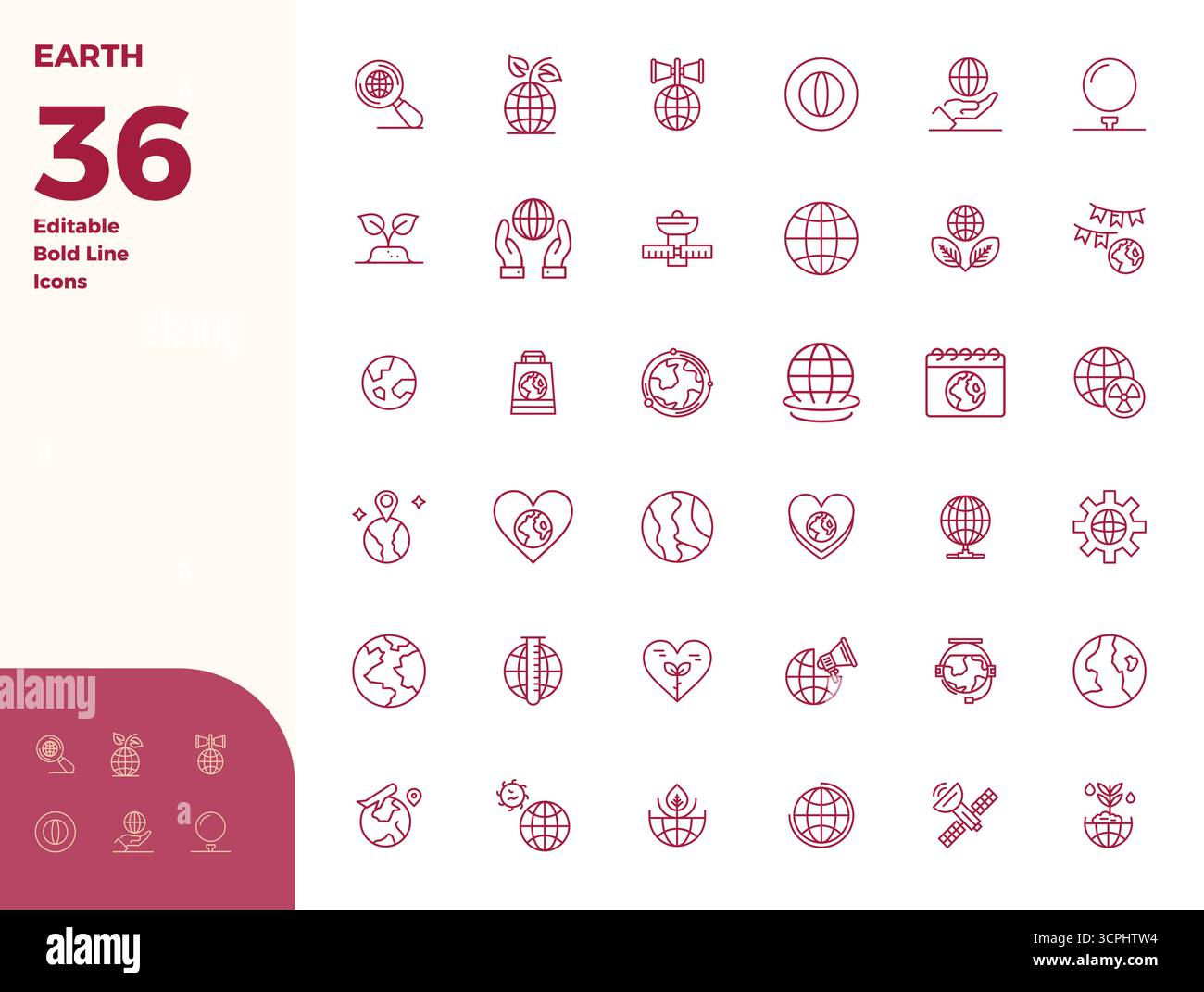 Ultimate collection of 36 vector icons representing Earth in Bold Line ...