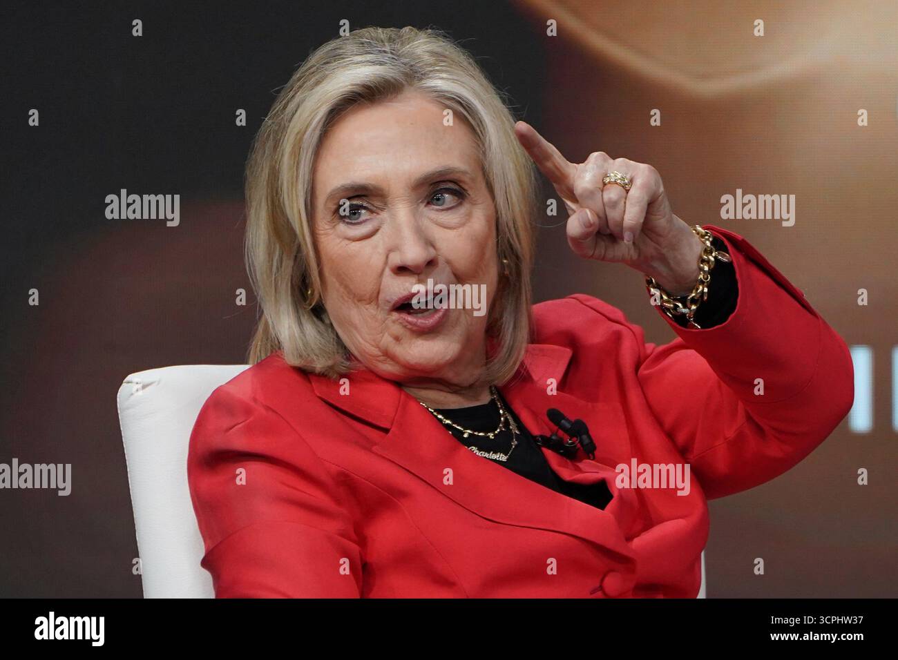 Hillary Clinton at a public appearance for Clinton Global Initiative ...