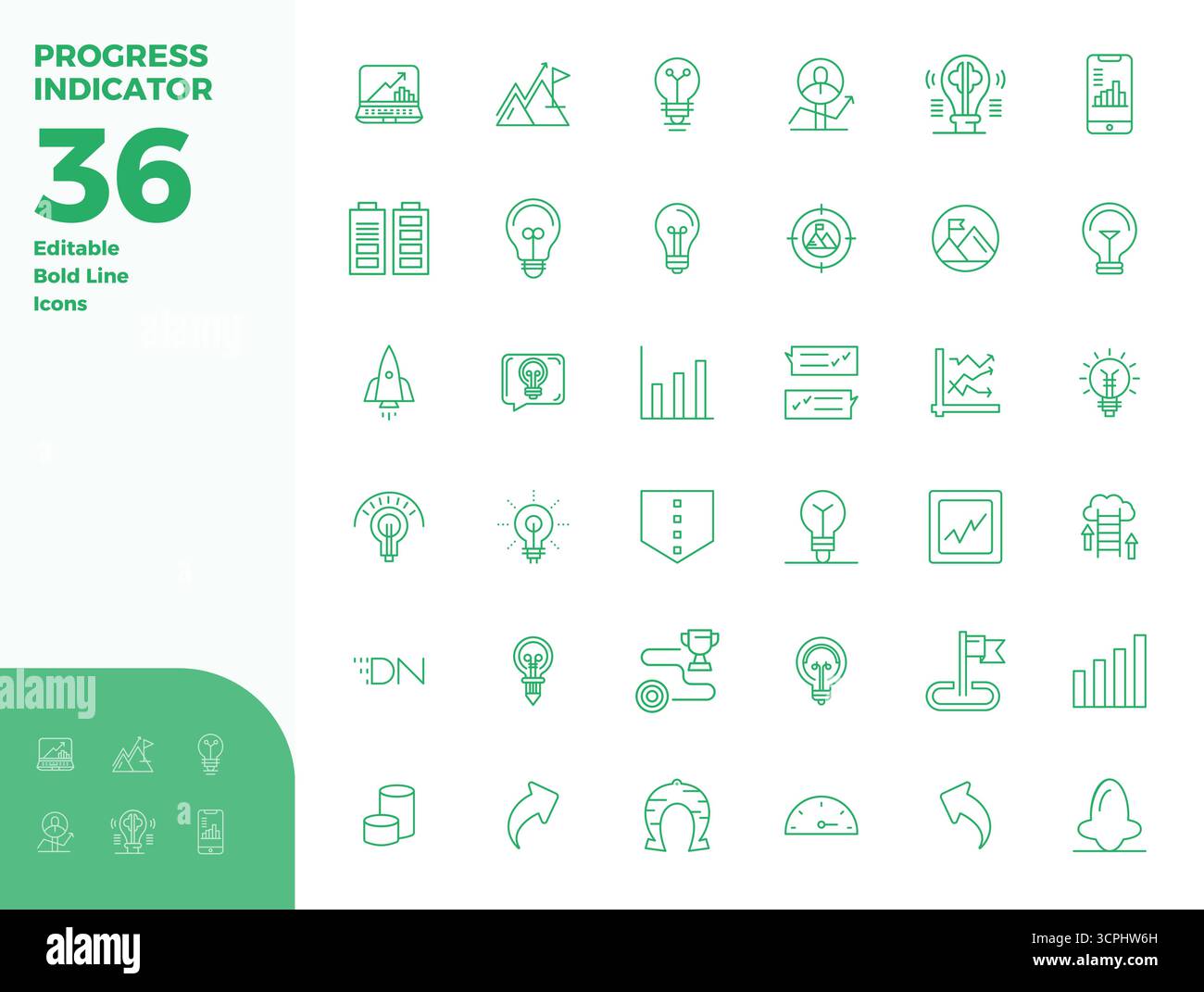 Discover a set of 36 Bold Line vector icons crafted for the Progress ...